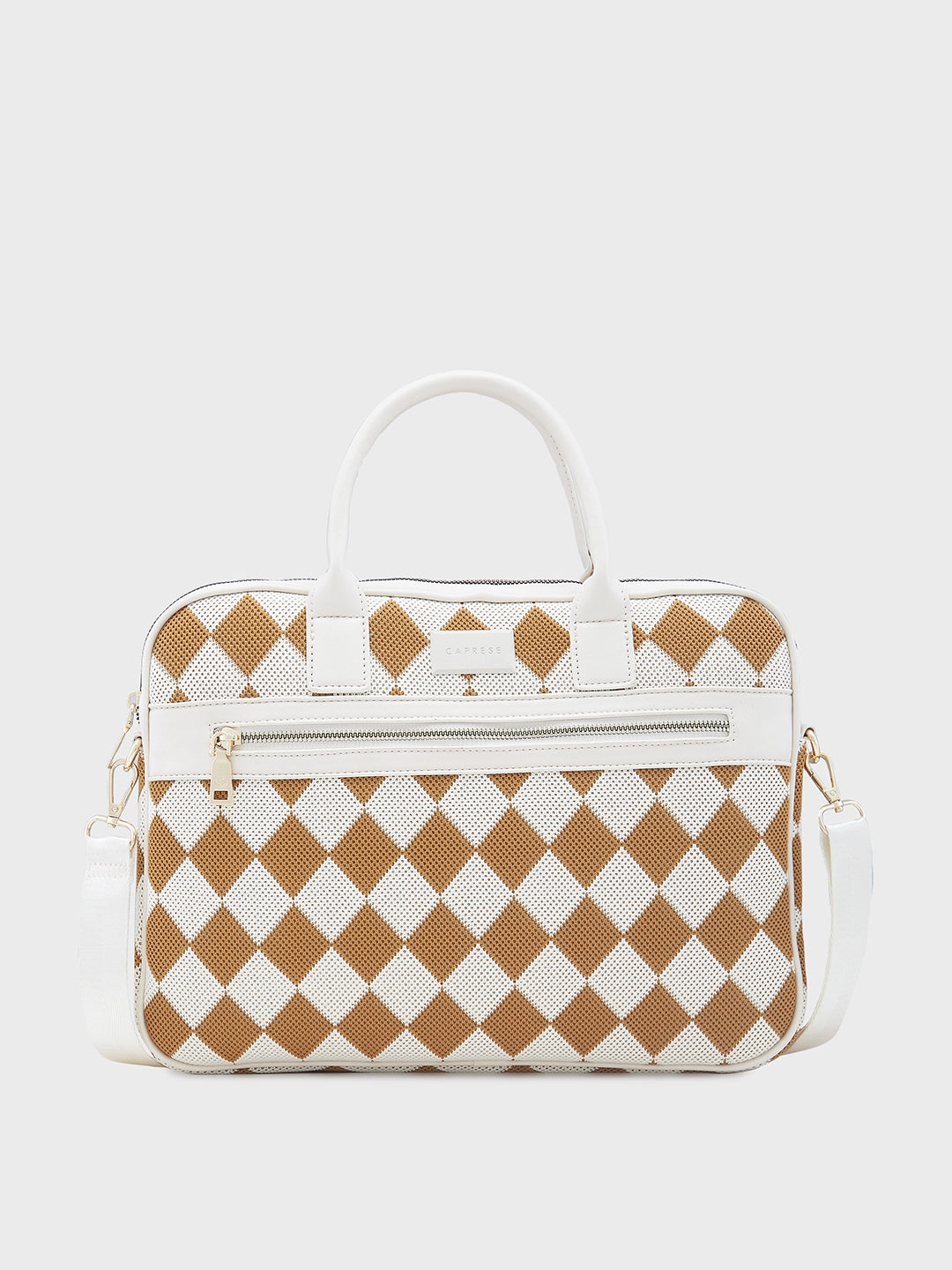 Buy Caprese Checker Large Cream Laptop Bag @ 1049 | Caprese Bags