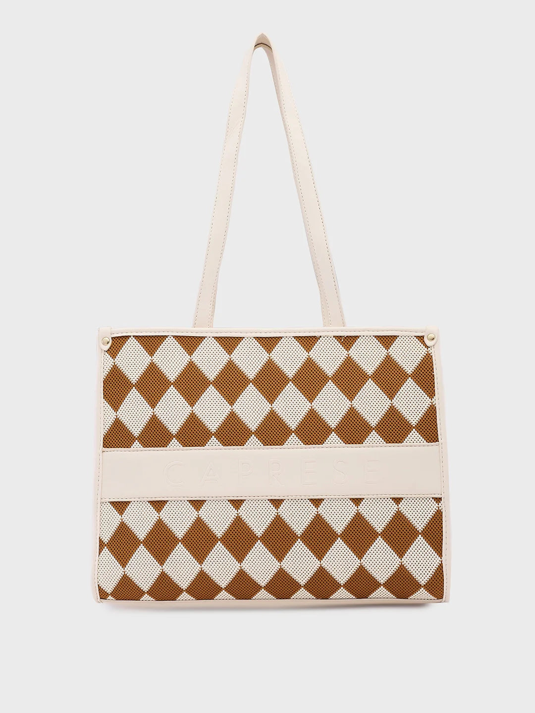 Buy Caprese Checker Medium Cream Tote Bag @ 1499 | Caprese Bags